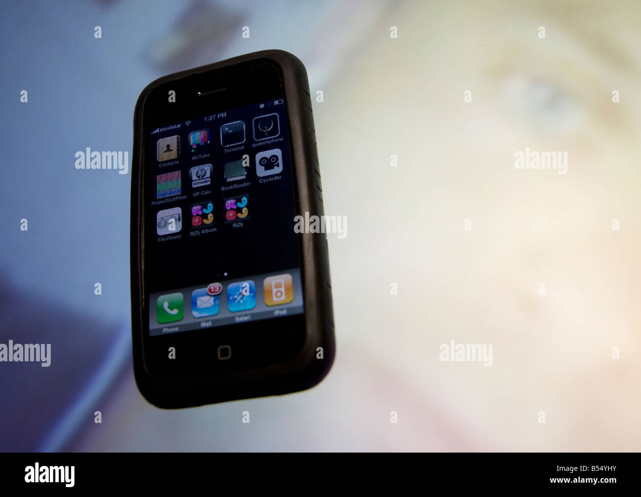 iphone on the table with application background, Barcelona, Catalonia, Spain Stock Photo - Alamy