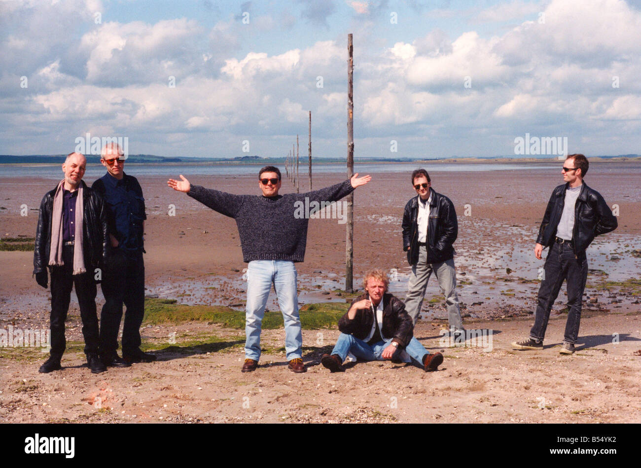 The 1996 line up of the pop group Lindisfarne pictured here on Holy ...