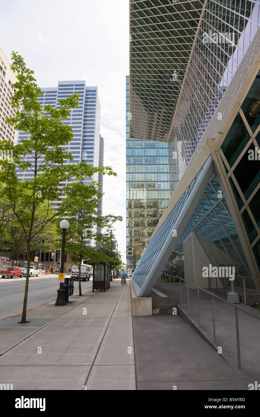 Exterior of Seattle Public Library in downtown Seattle Washington Stock ...