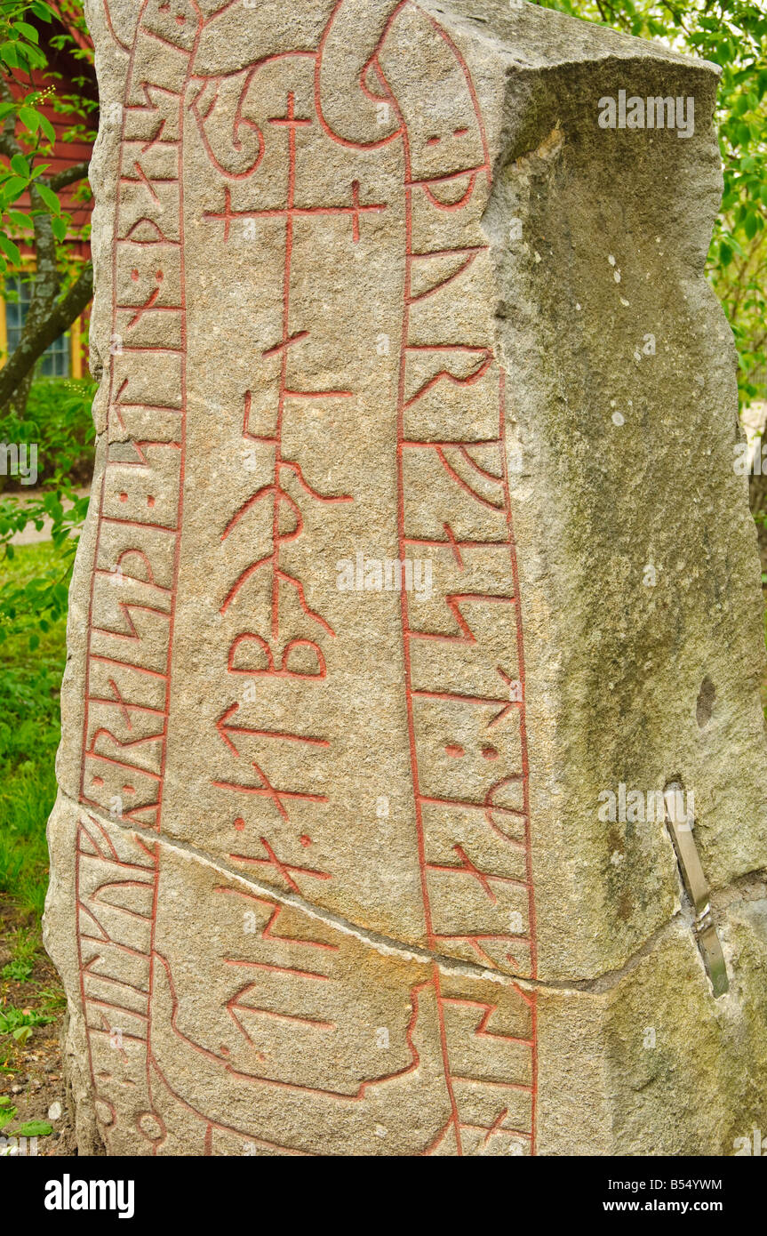 Viking rune stone at Skansen Open air museum in Stockholm Sweden Stock ...
