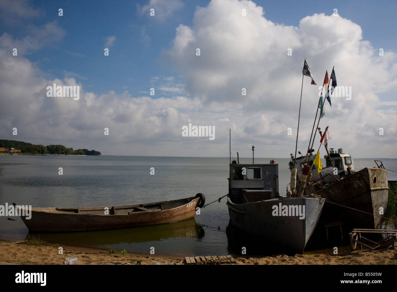 Fishing boats on the Curonian spit Lithuania Stock Photo - Alamy