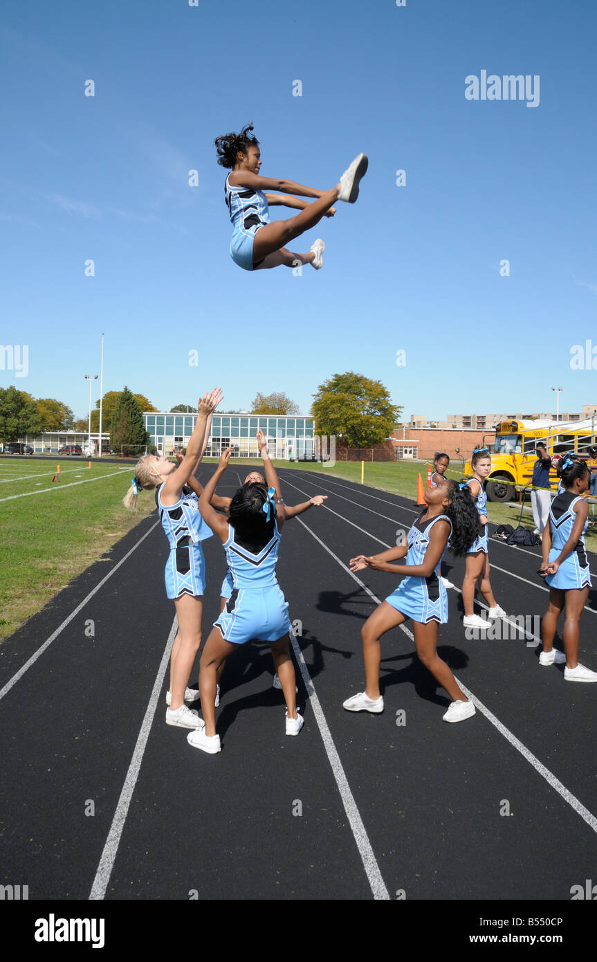 Cheerleaders perform at a football game in Suitland, Maryland Stock ...
