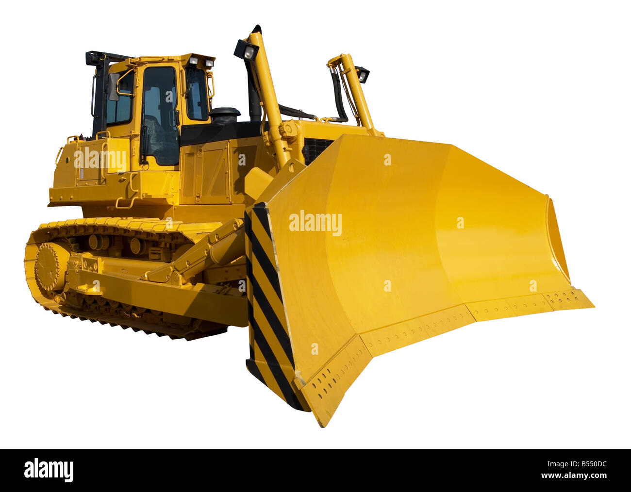 New yellow bulldozer isolated on white Stock Photo - Alamy