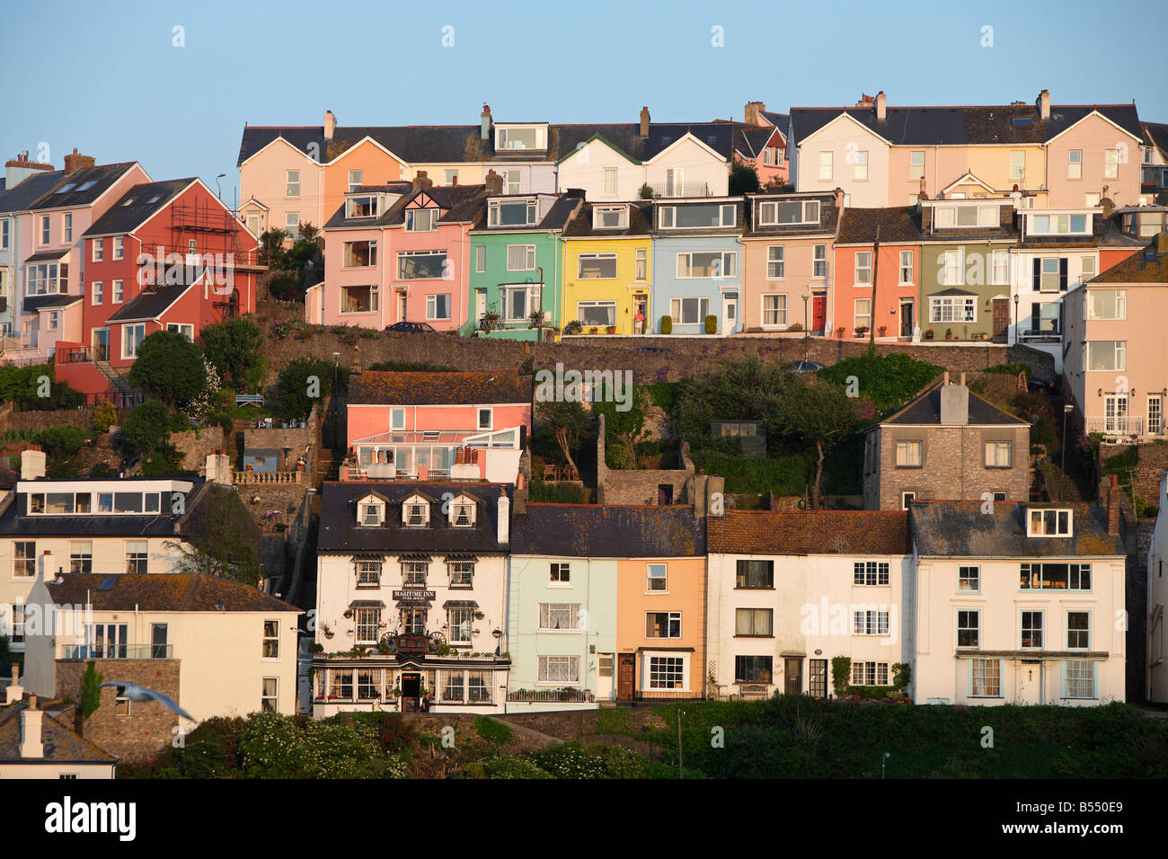 Brixham sea front English Channel typical houses Devon UK Stock Photo ...