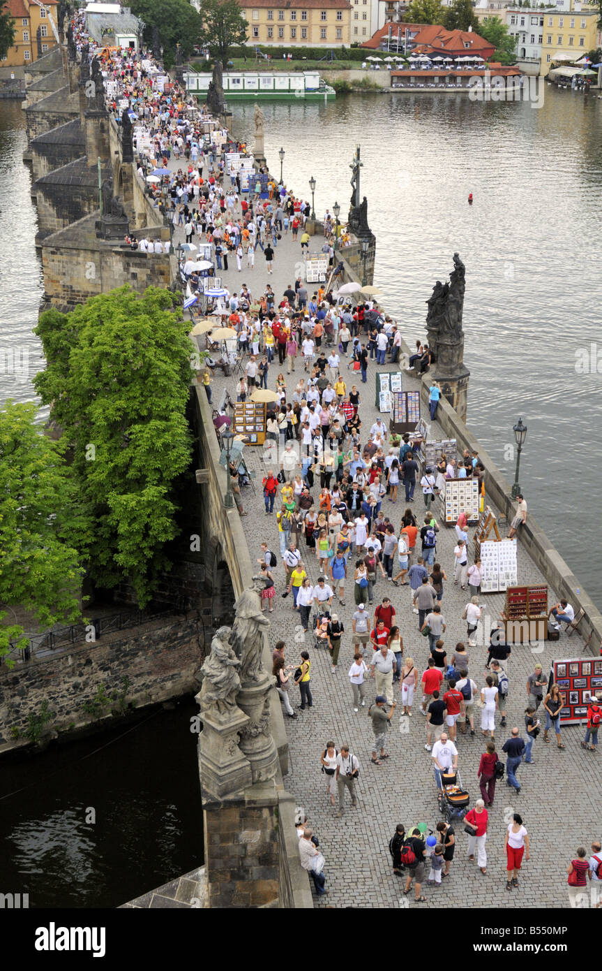 Prague Charles Bridge Crowded High Resolution Stock Photography and ...