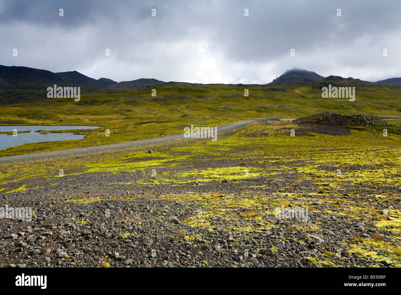 Mountain Pass route 54 crosses the Snaefellsnes peninula Iceland Stock ...
