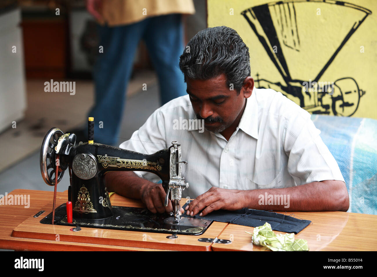 Tailor sewing in the street, Little India, Singapore Stock Photo - Alamy