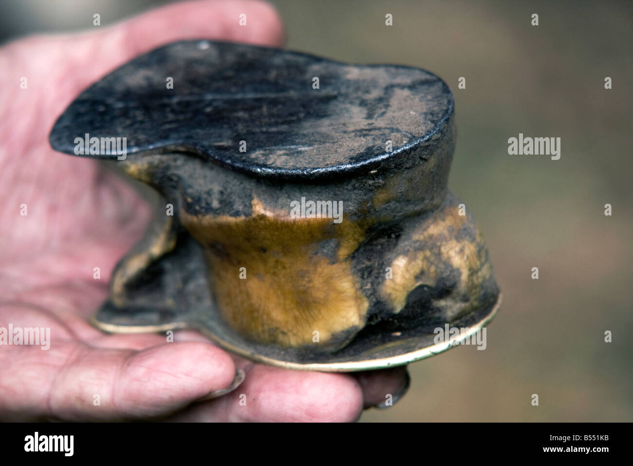 A gaucho holds a taba which is used to play the traditional game of the ...