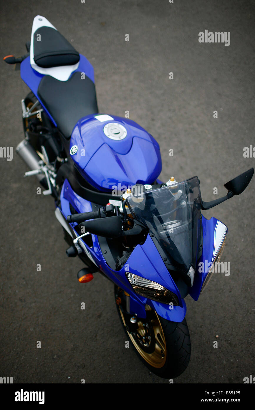 A Yamaha R6 motorcycle is seen at Donington Park race circuit in ...
