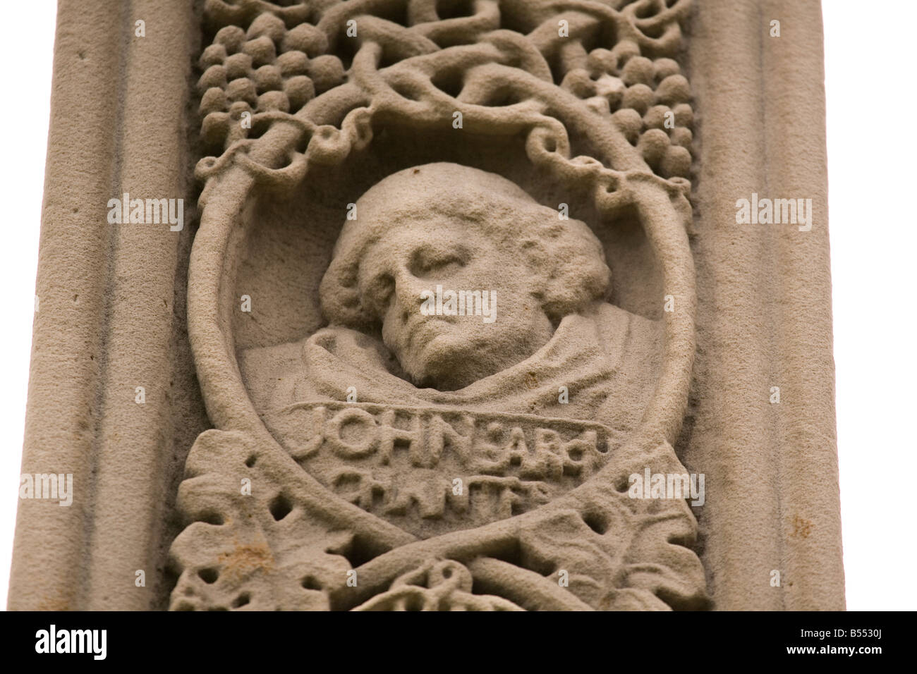 A stone carving shows John the Arch Chanter who came from Rome to the ...