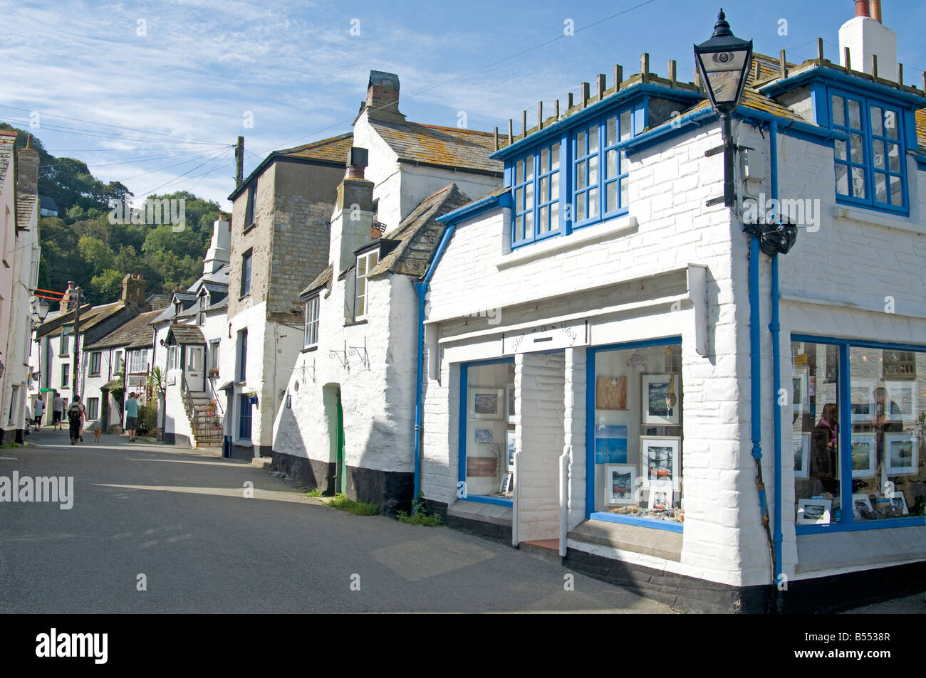 Village art shop Lansallos Street Polperro Cornwall South West England ...