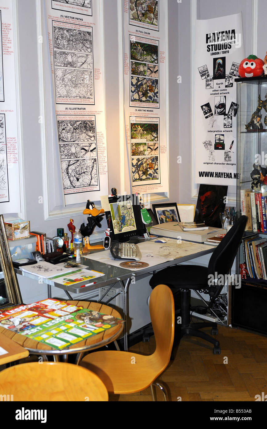 Animated cartoon artists office at a London film studios Stock Photo ...