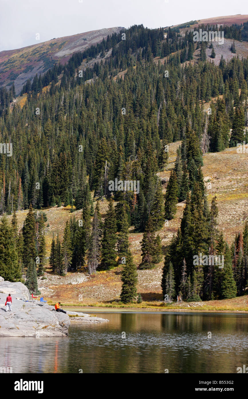 Man fishing in Emerald Lake,Colorado,USA Stock Photo - Alamy