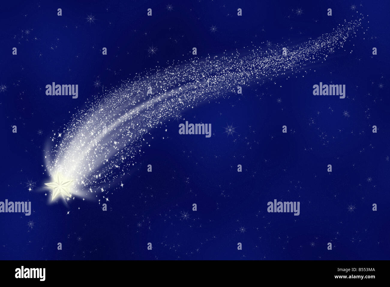 a great illustration of a shooting star in a starry sky Stock Photo - Alamy