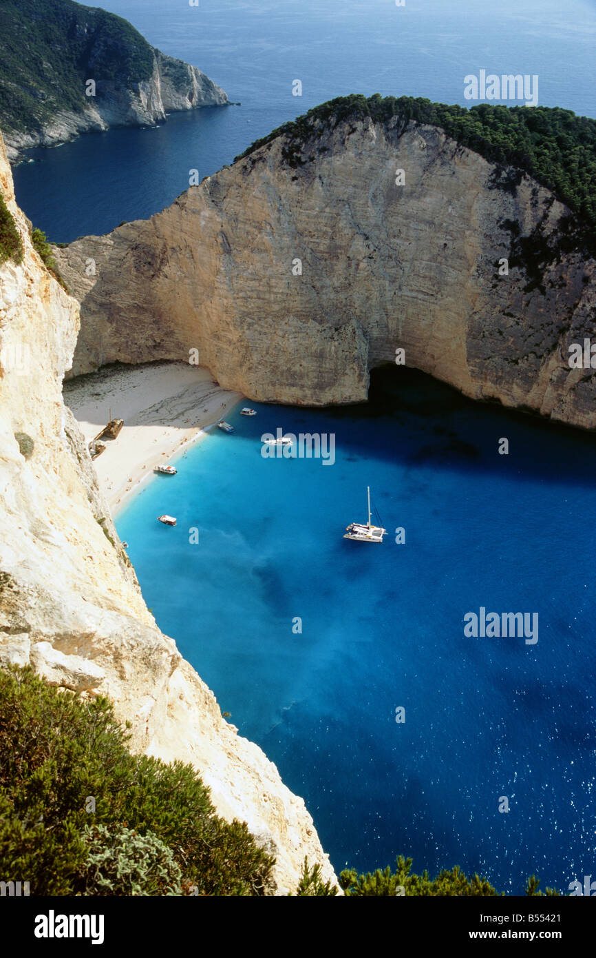 View of navagio beach with the shipwreck hi-res stock photography and ...