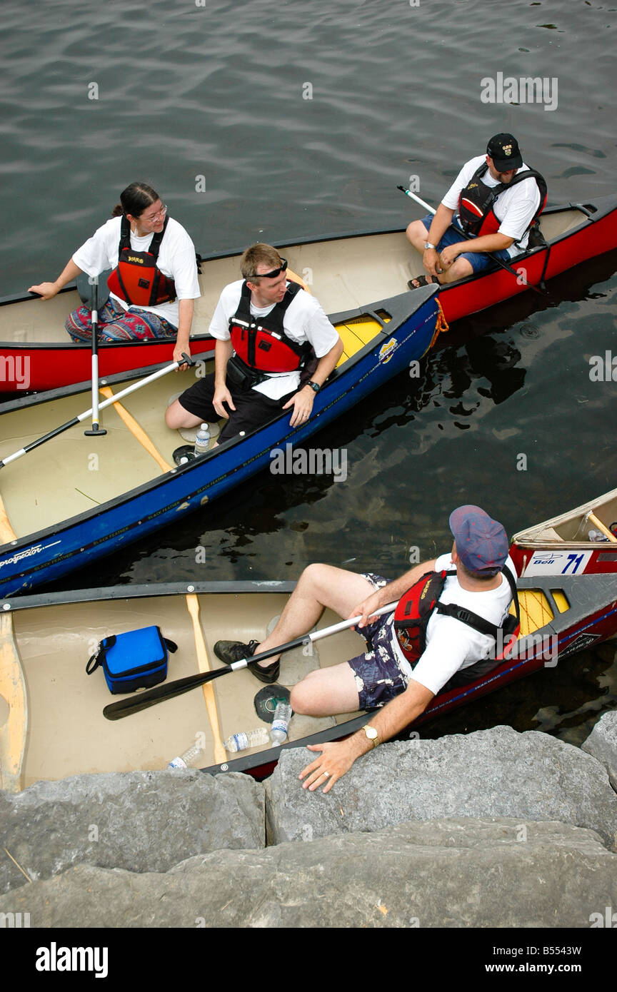 Overhead of canoers together Stock Photo - Alamy