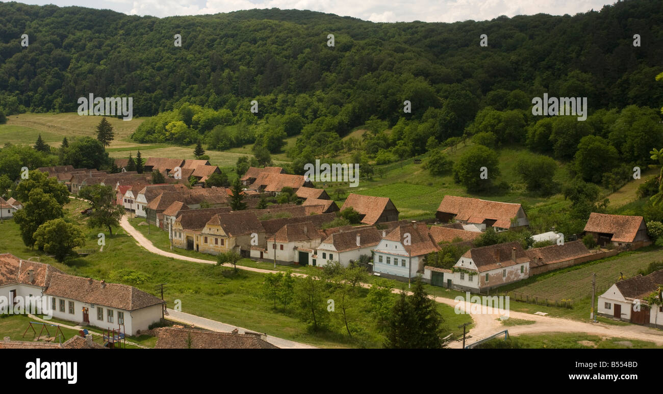 The traditional saxon village of Apold in Transilvania Romania viewed ...