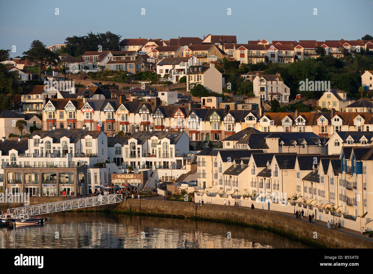 Brixham Fishing Port sea front English Channel typical houses Devon UK ...