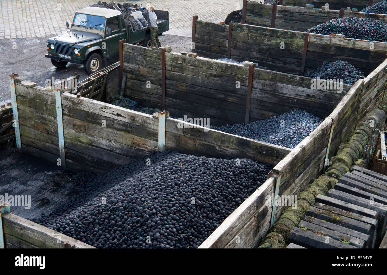 Loading coal on to a vehicle for transport to the trains at Haworth ...