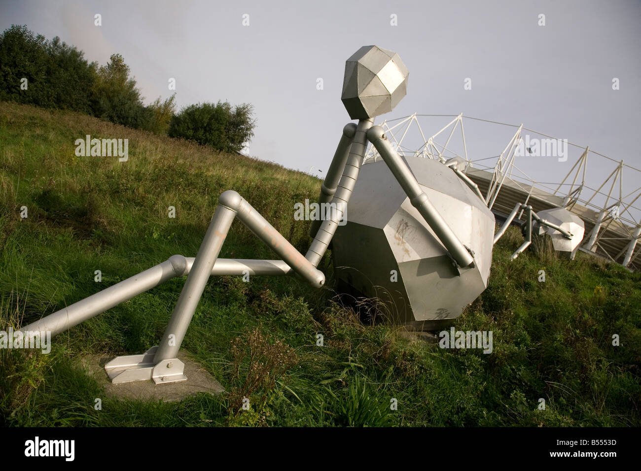 8 foot high steel men statues are by artist Graeme Hopper and stand on ...