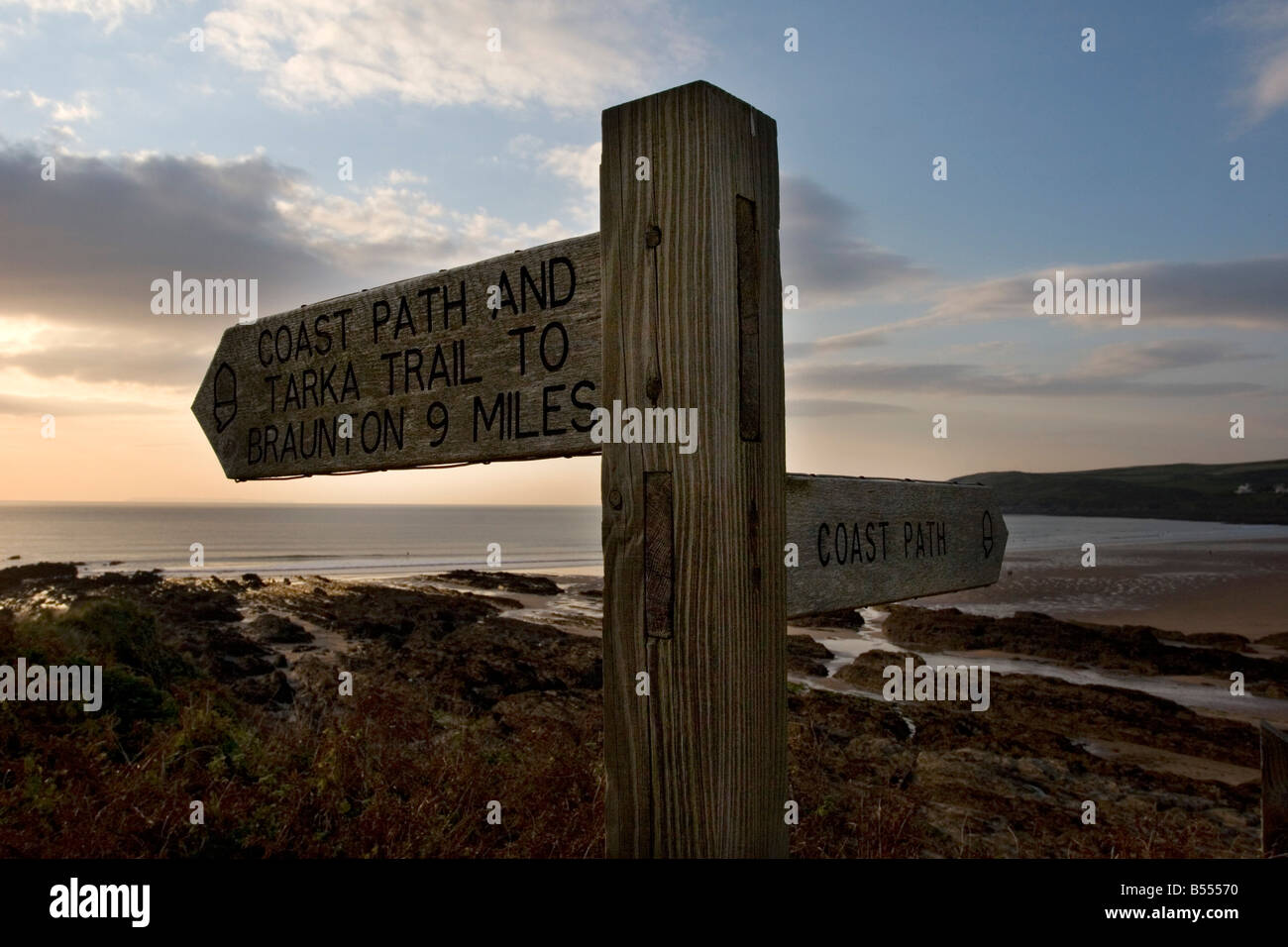 Croyde Bay Signpost Stock Photo - Alamy