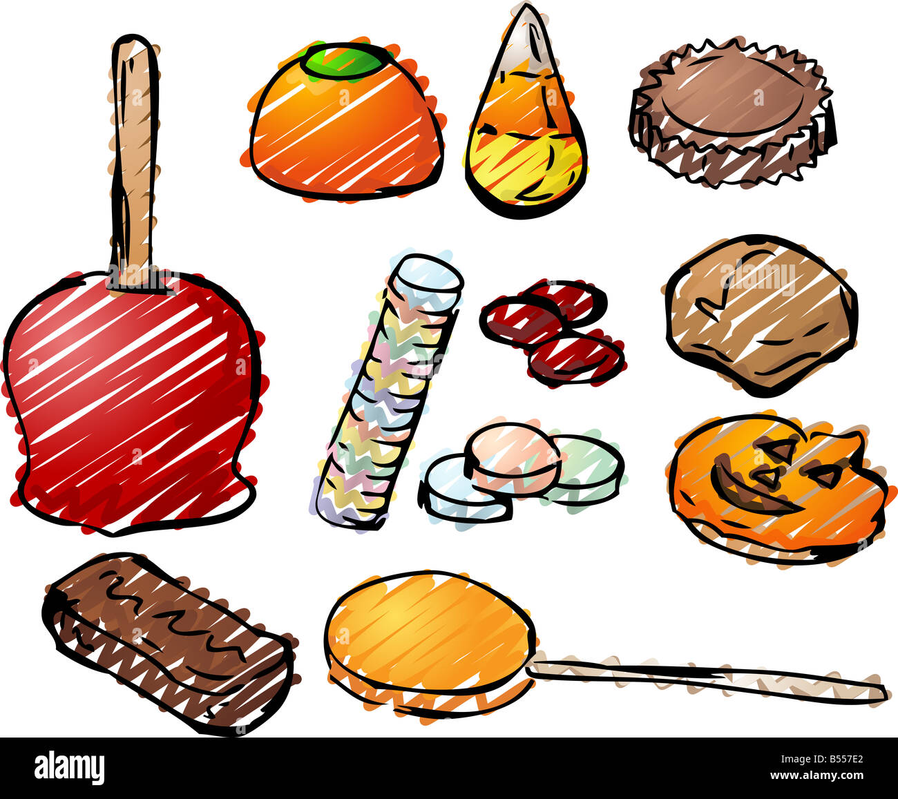 Halloween candy rough sketch illustration Stock Photo - Alamy