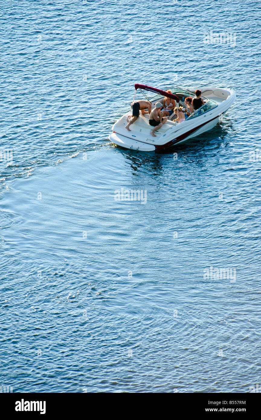 A family vacation on a small pleasure craft Stock Photo - Alamy