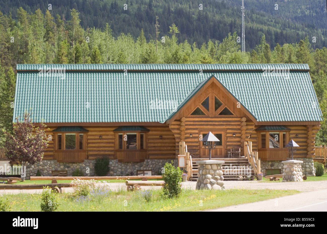 Log and Stone Cabin in Canada British Columbia Stock Photo - Alamy