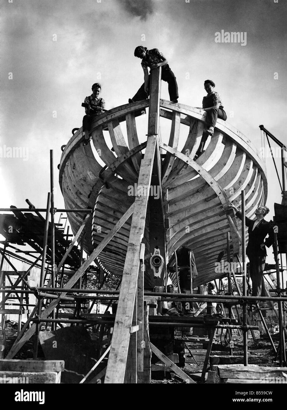 World War II: Ship Building. Women working on the stern of the seventh ...
