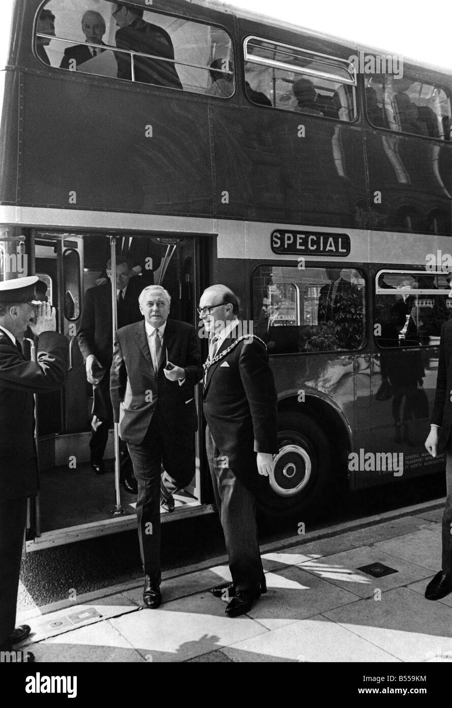 Prime Minister Mr. Wilson leaves bus which took him on a Tour of ...