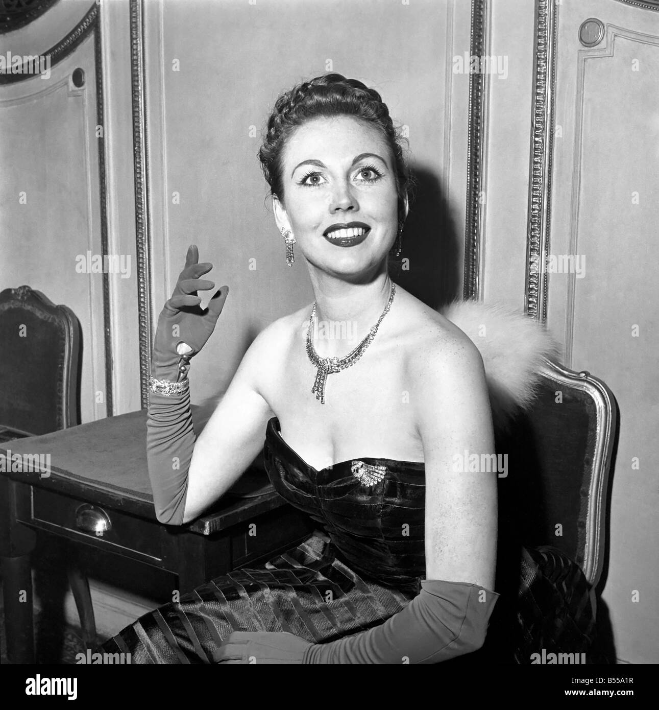 Actress Hazel Court at the premiere of the Parisian Ballet at the Stoll ...