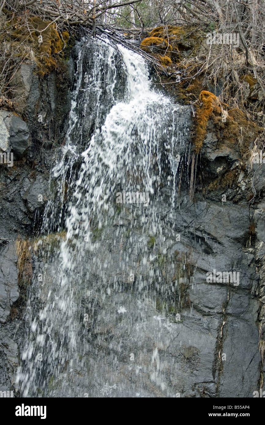 Spring snow melt creates many waterfalls in the Northwest Stock Photo ...