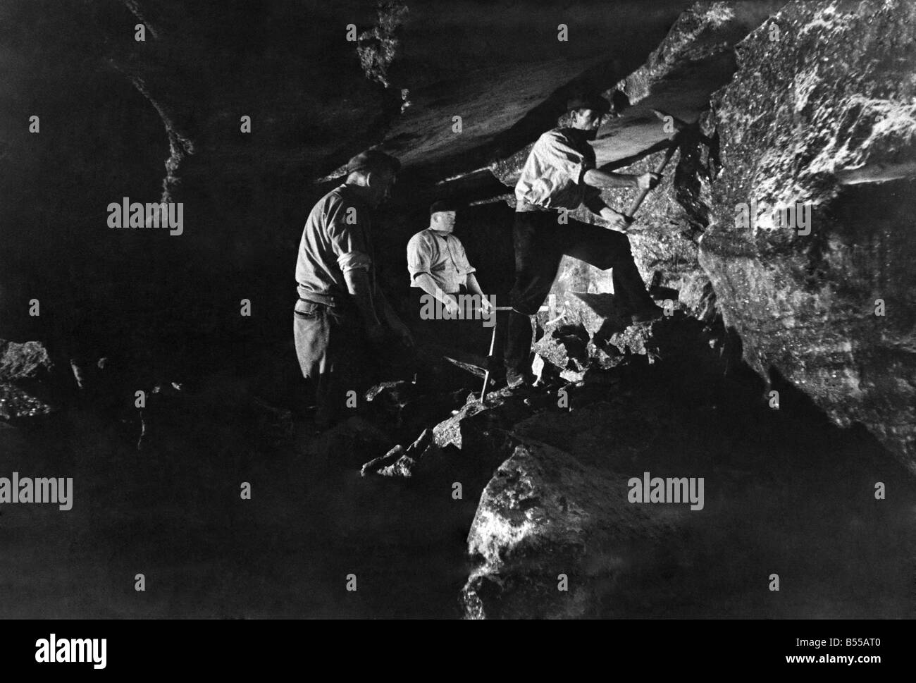 Rock salt Mines: Men Down in the Mine. September 1935 P012174 Stock ...