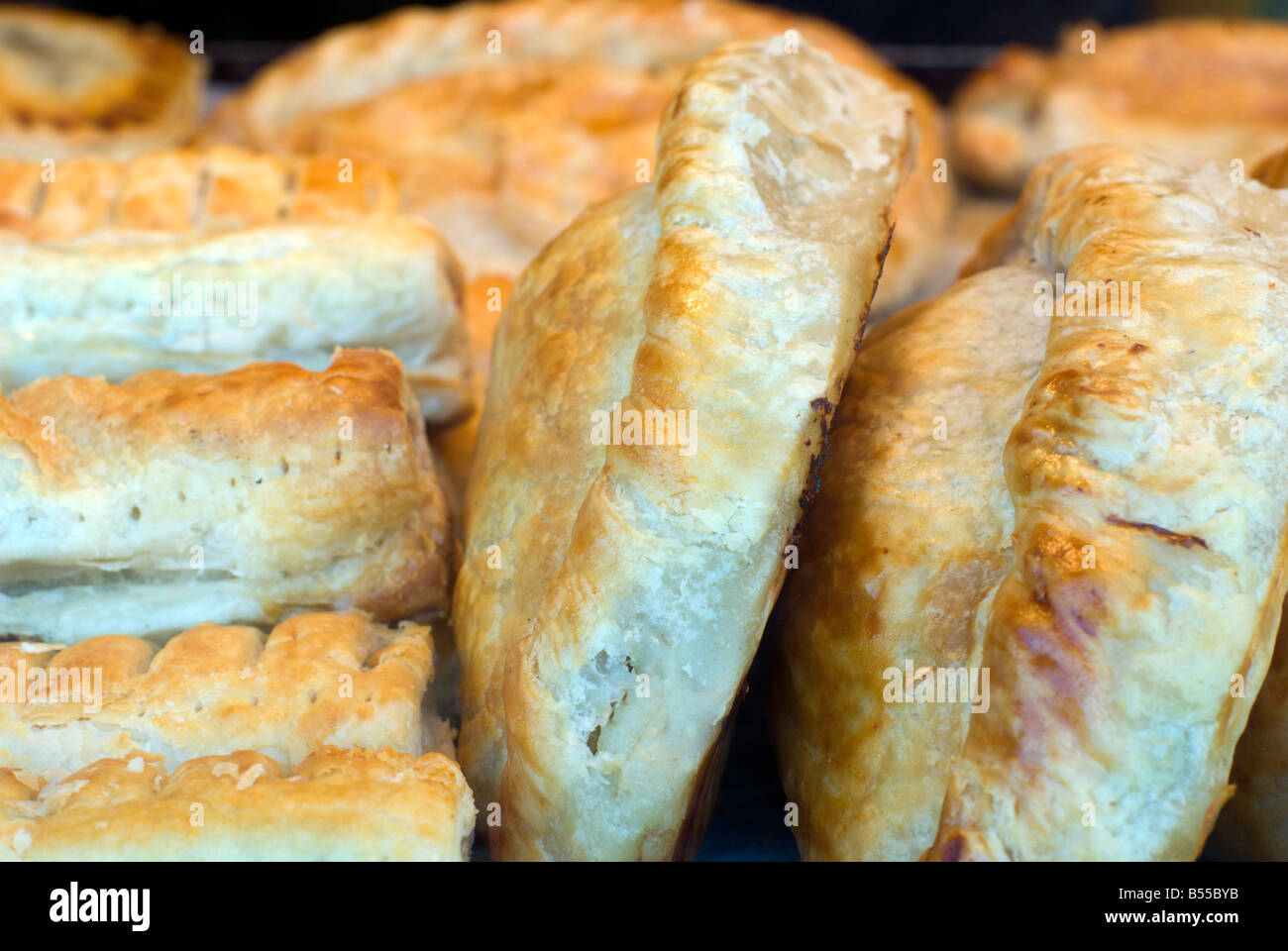 Hot Cornish Pasties & Sausage Rolls Stock Photo - Alamy