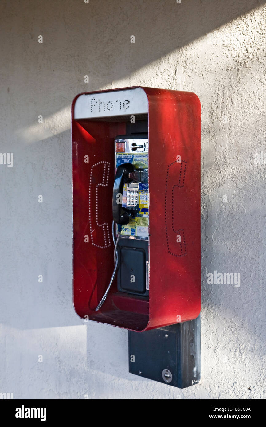 Typical red public payphone in the USA Stock Photo - Alamy