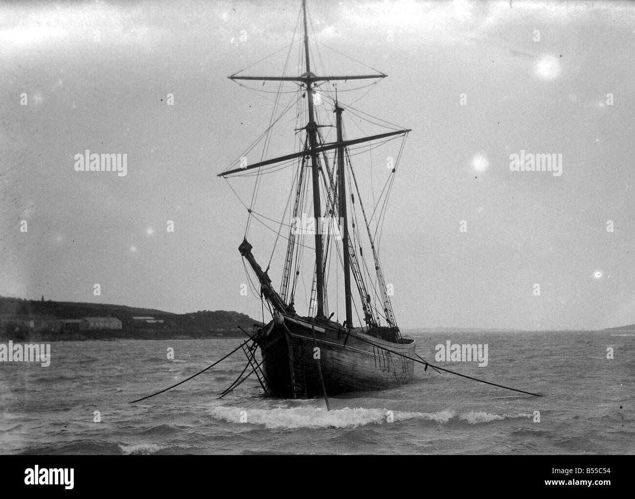 Ship in Tresco harbour, Scilly Isles 1923 Alf 70 Stock Photo - Alamy