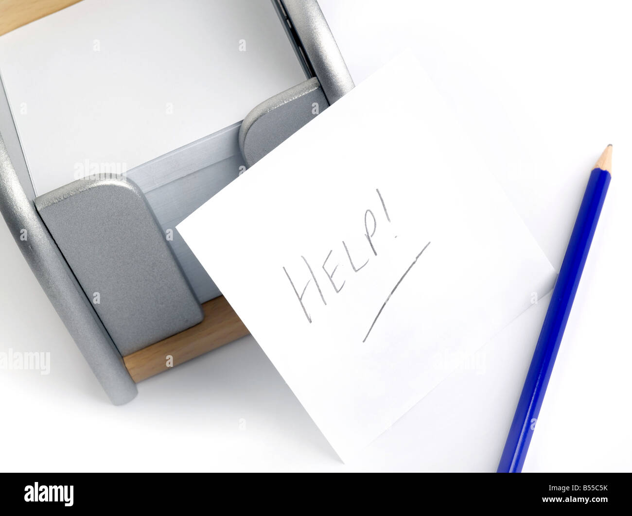 Help message and blank office notes Stock Photo - Alamy