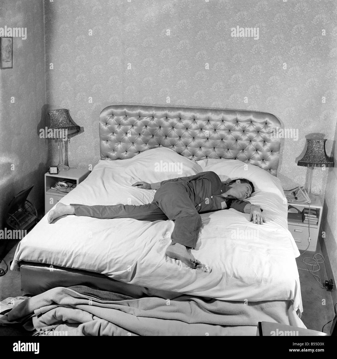 Film actor Patrick Holt sleeping. December 1953 D7609 Stock Photo - Alamy