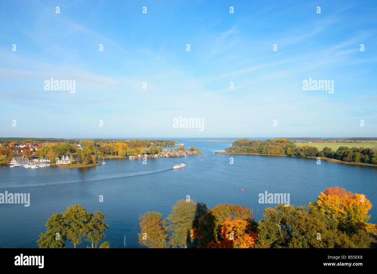panoramic view of Lake Mueritz from the church tower at Roebel ...