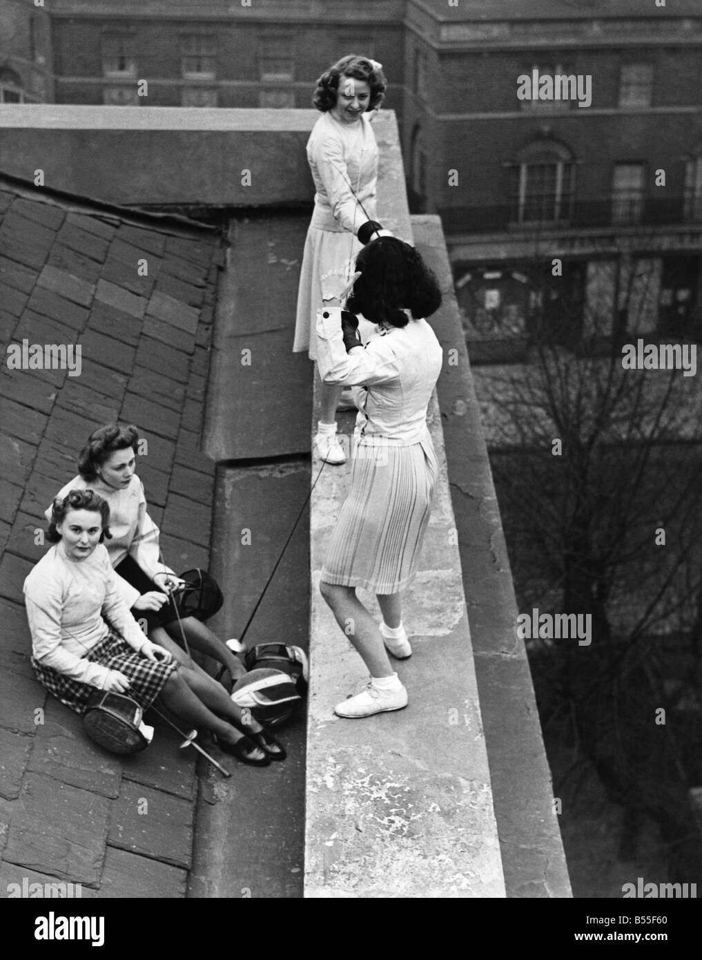 Miss Zita Porteous, facing camera and Mrs. Jose Martin who won a style ...