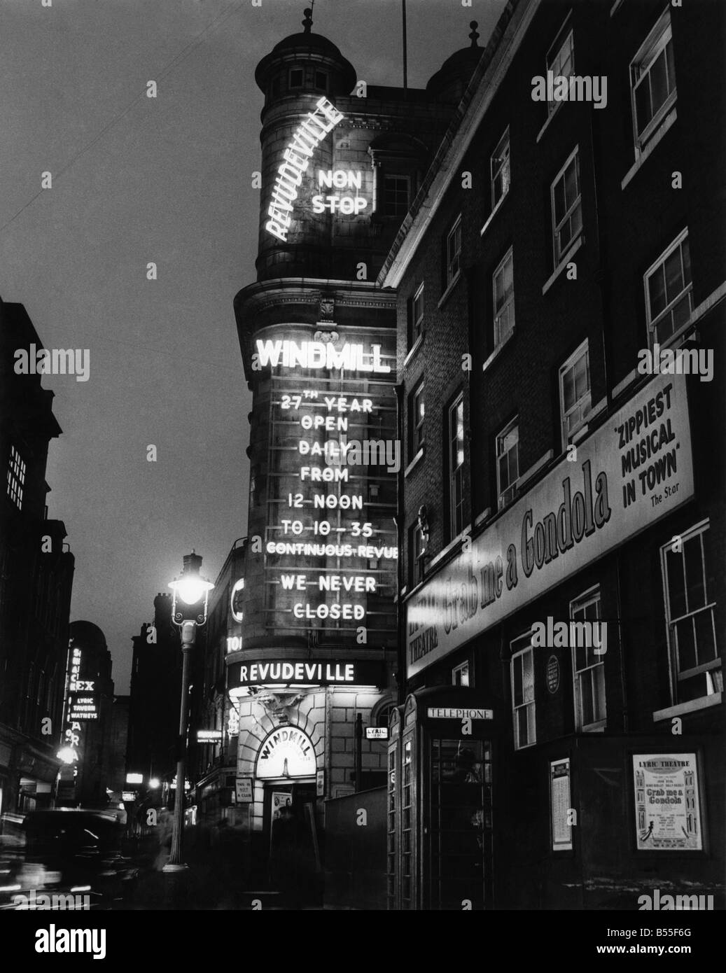 Windmill theatre 1958 Black and White Stock Photos & Images - Alamy