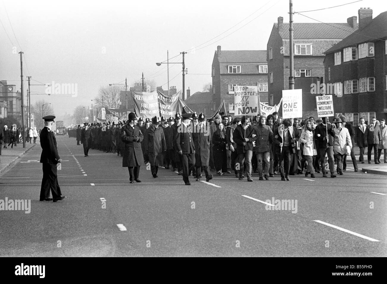 Students union protest against Black and White Stock Photos & Images ...