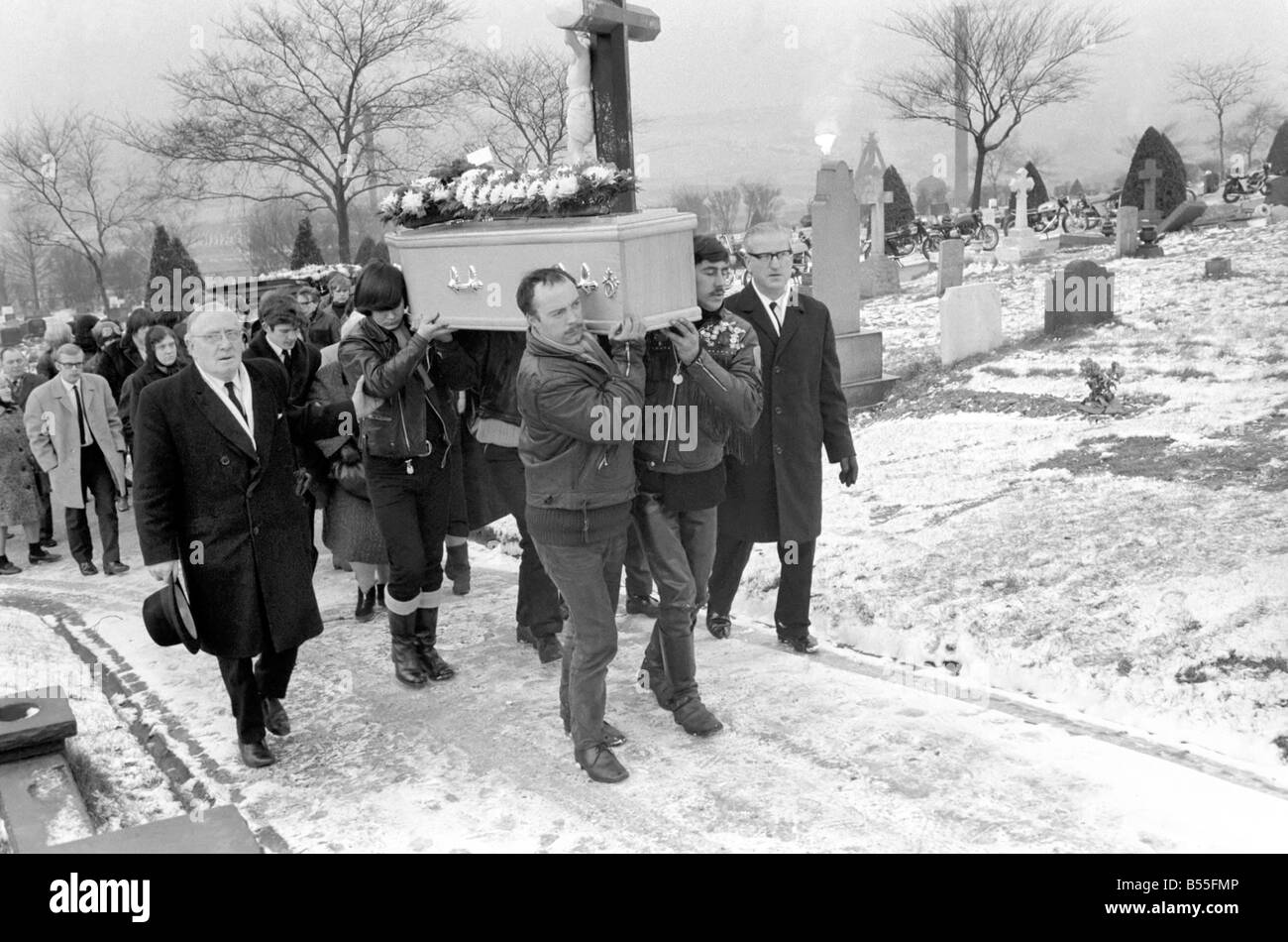 Ton-up boys attend Funeral of their mate. The ton-up boys attending the ...