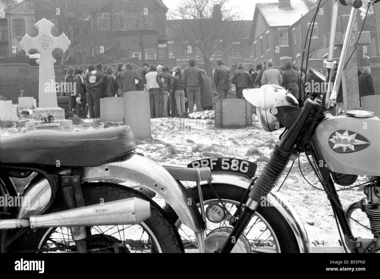 Ton-up boys attend Funeral of their mate. The ton-up boys attending the ...