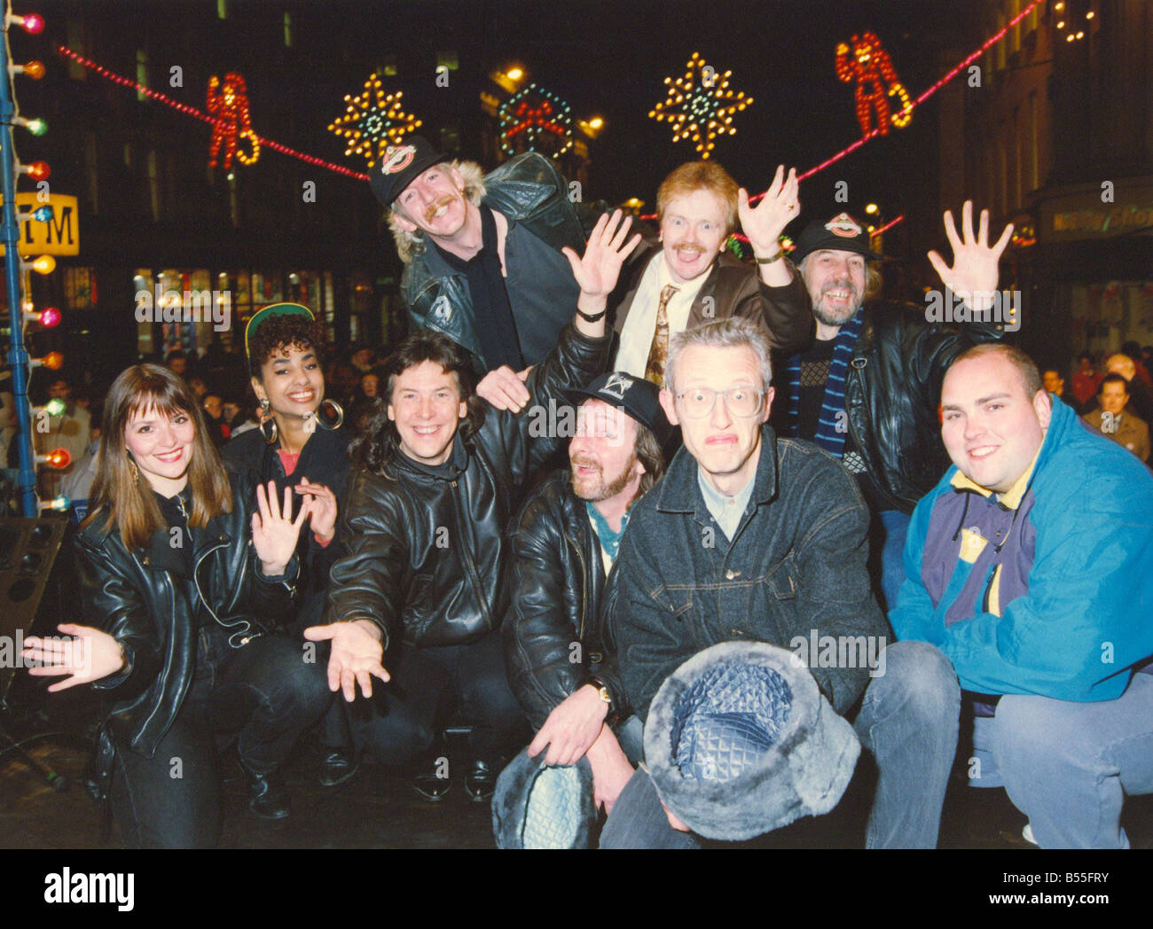 Lindisfarne and DJ Alan Robson wearing tie at the switching on of ...