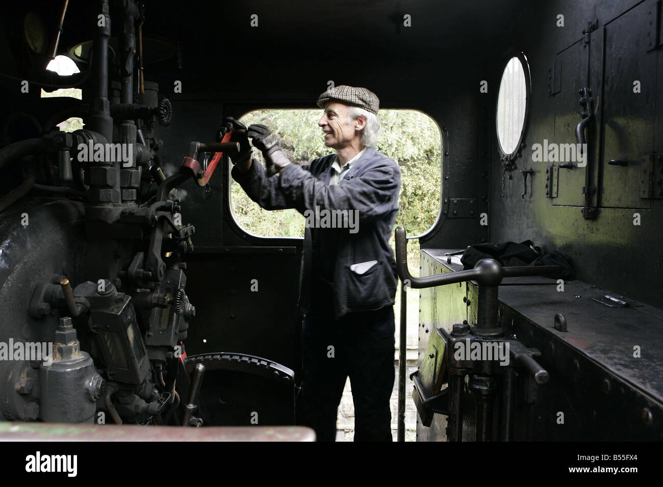 Driver Peter Wightman on Locomotive No 813 being put through its paces ...