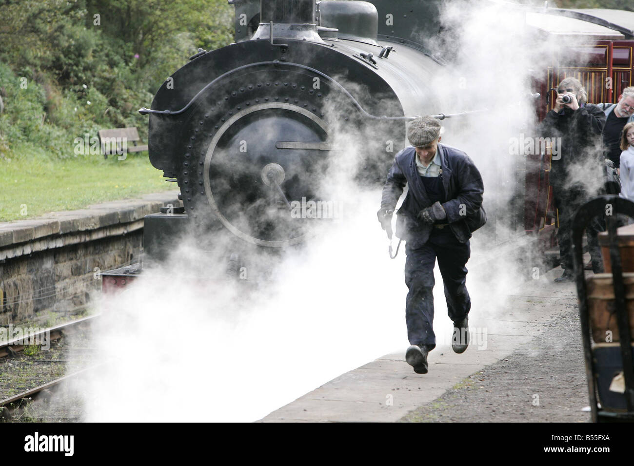 Driver Peter Wightman on Locomotive No 813 being put through its paces ...