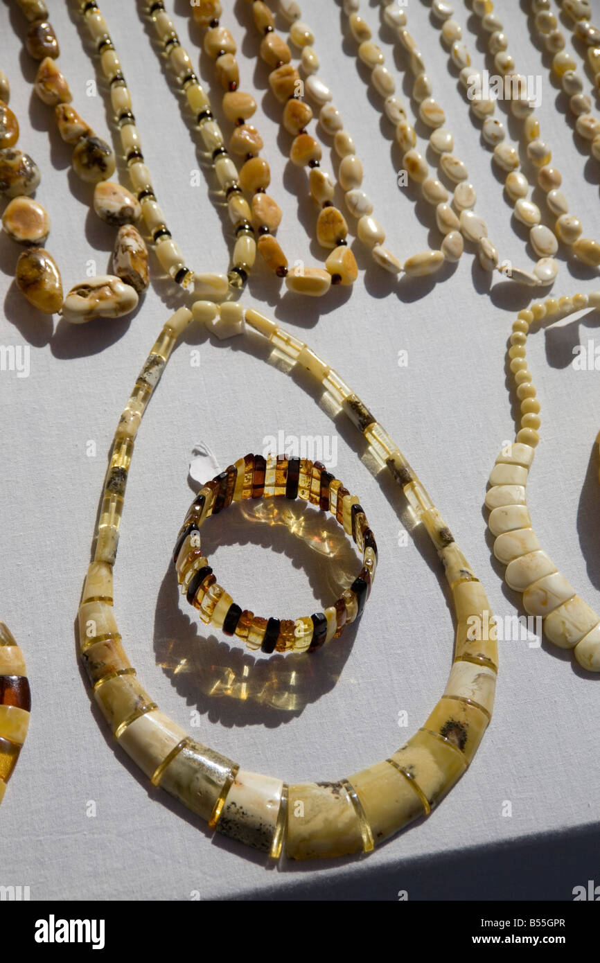 Lithuanian amber on sale in Nida on the Curonian spit Lithuania Stock ...