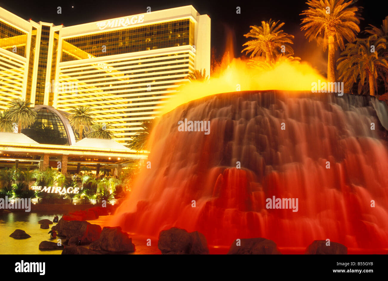Volcanic Eruption in Front of Casino Mirage at Strip in Las Vegas ...