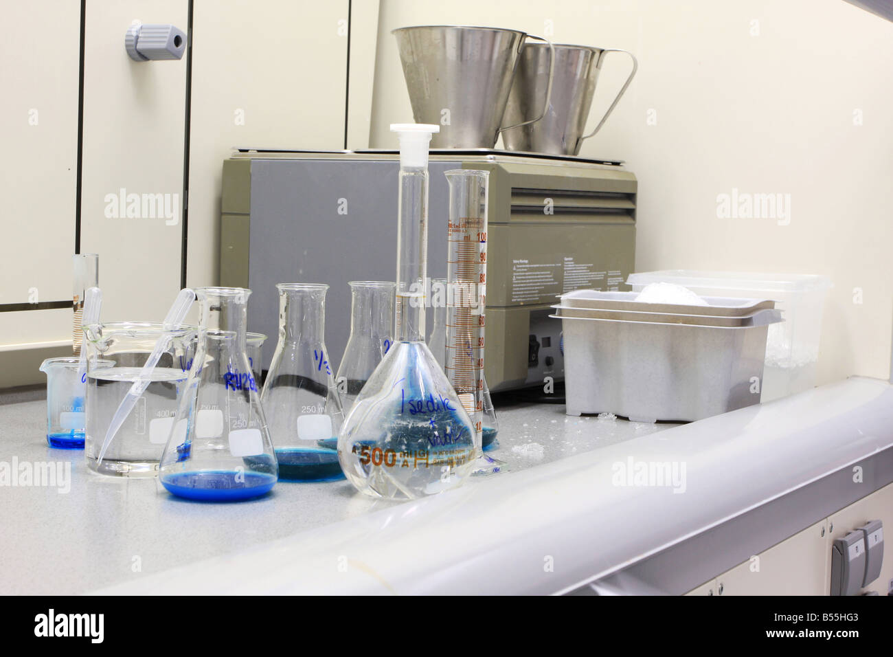 test tubes and substances in a real laboratory Stock Photo - Alamy